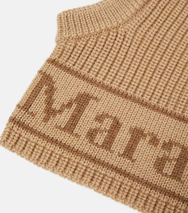 Max Mara Logo Wool Ski Mask - Brown