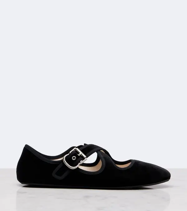 Alaïa Velvet Ballet Flats - Black