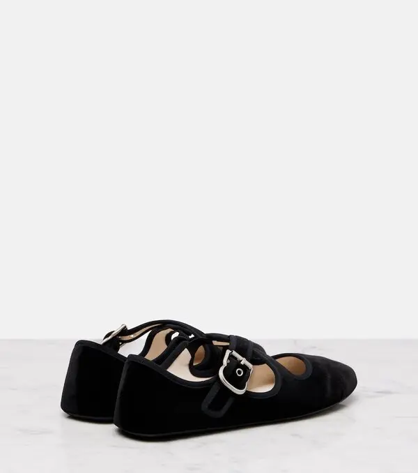 Alaïa Velvet Ballet Flats - Black
