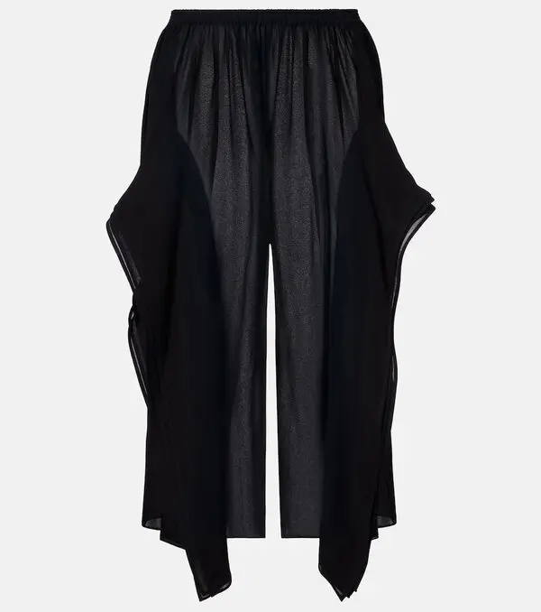 Alaïa Georgette Wide-leg Pants - Black