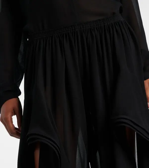 Alaïa Georgette Wide-leg Pants - Black