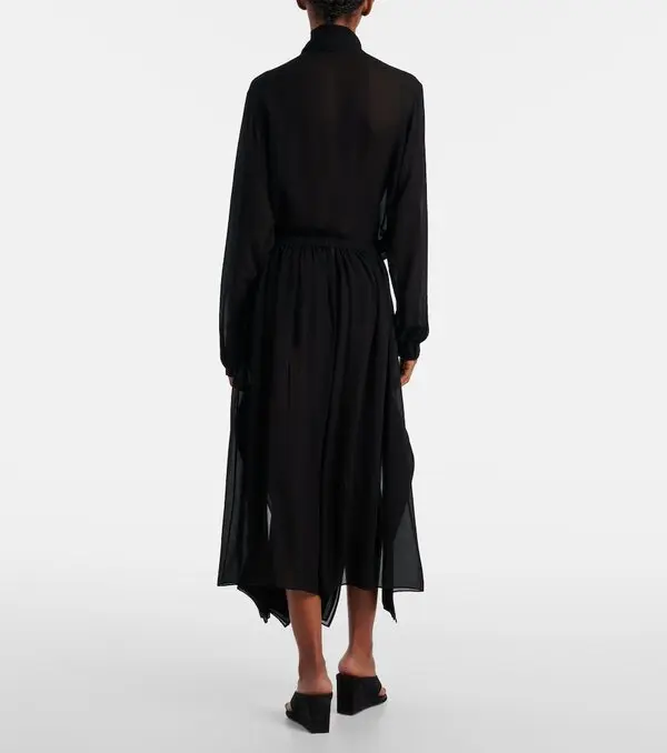 Alaïa Georgette Wide-leg Pants - Black