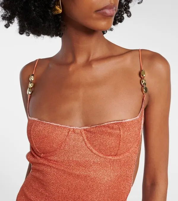 Oseree Lumiere Open-back Midi Dress