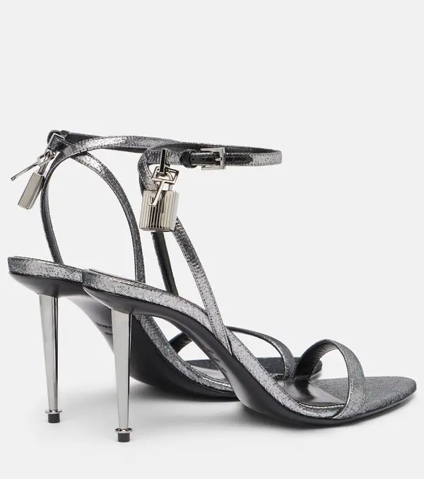 TOM FORD Padlock 85 Metallic Sandals