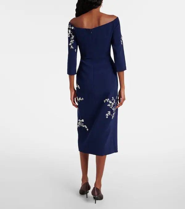 Carolina Herrera Embellished Off-shoulder Midi Dress