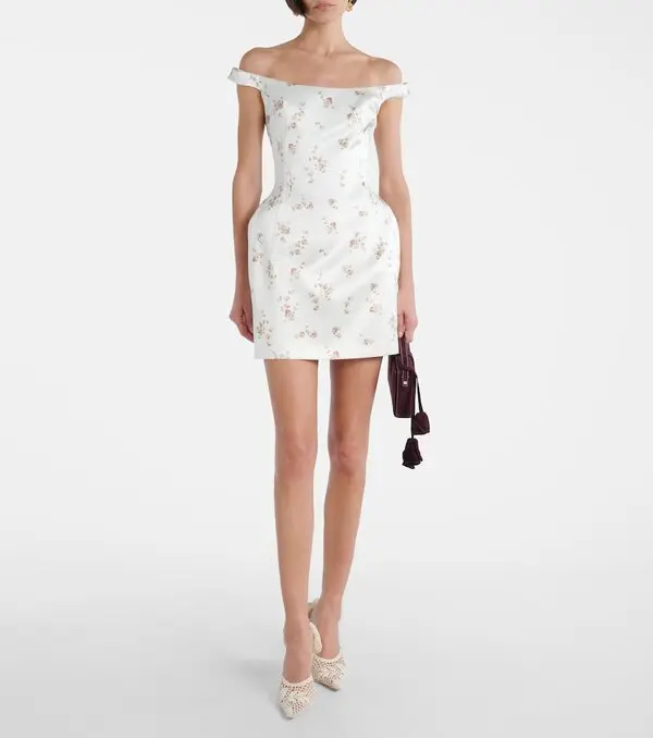 Magda Butrym Floral Off-the-shoulder Silk Mini Dress