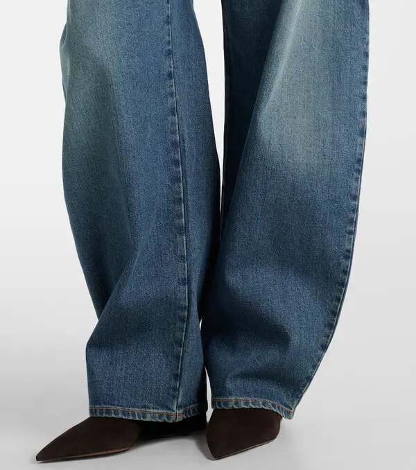 Alaïa High-rise Barrel-leg Jeans In Bleu Mineral