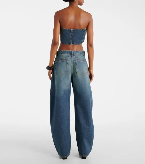 Alaïa High-rise Barrel-leg Jeans In Bleu Mineral