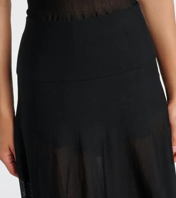 Alaïa Flared Virgin Wool Maxi Skirt - Black
