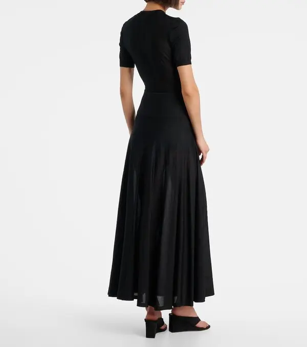 Alaïa Flared Virgin Wool Maxi Skirt - Black