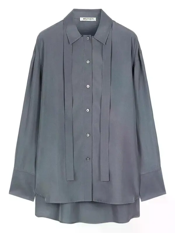 Ports 1961 Long-sleeved Button-up Shirt With Pointed Collar - Grey