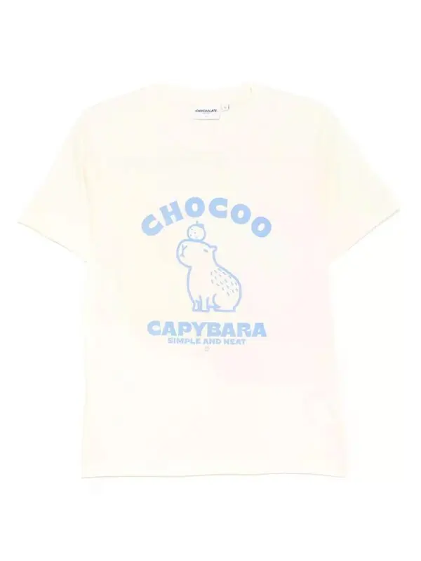CHOCOOLATE Cotton T-shirt With Flocked Logo - Neutrals