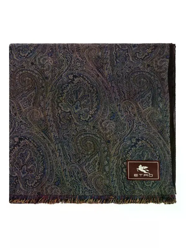Etro Paisley-pattern Fringed Scarf - Grey