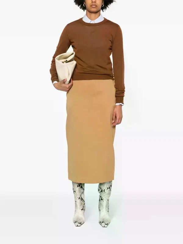 Max Mara Cresta Cotton Pencil Skirt - Brown