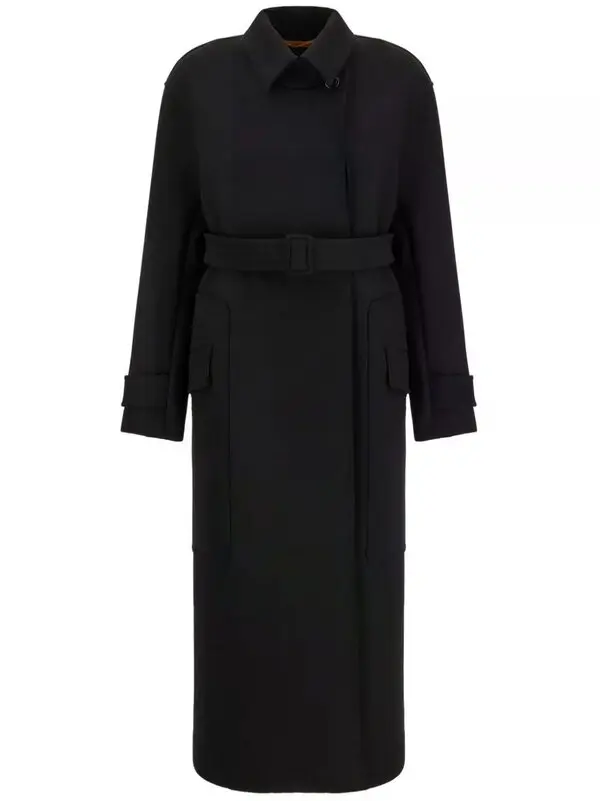 Max Mara Belted Long Coat - Black