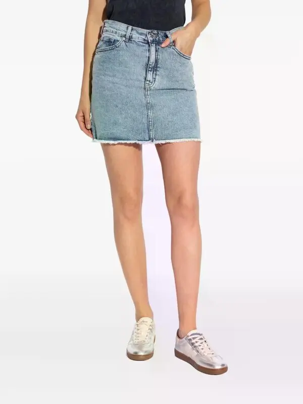GESTUZ High-rise Denim Skirt With Frayed Hem