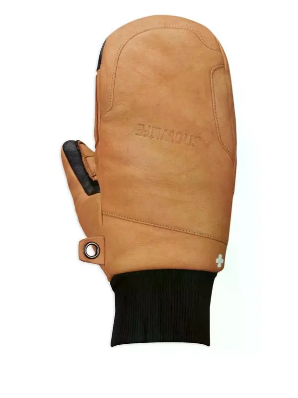 SNOWLIFE Leather Panel Mittens - Brown