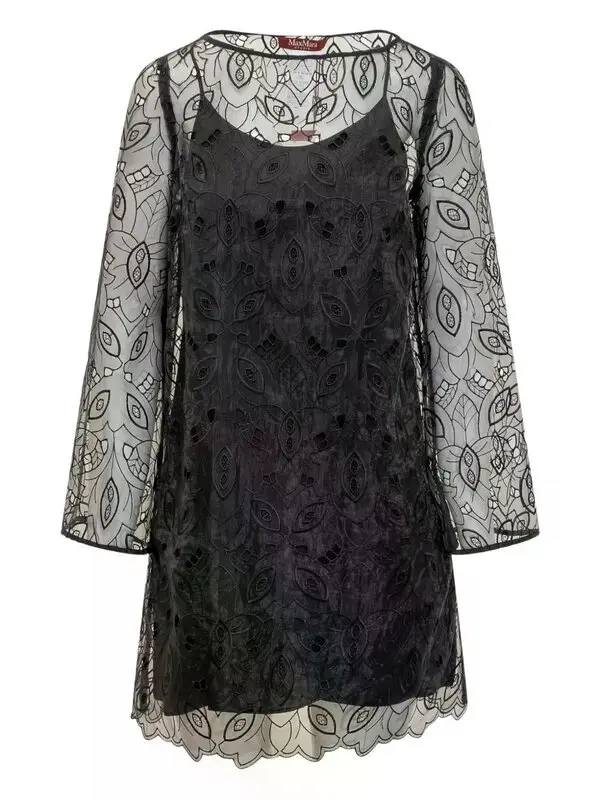 Max Mara Embroidered Mini Dress - Black