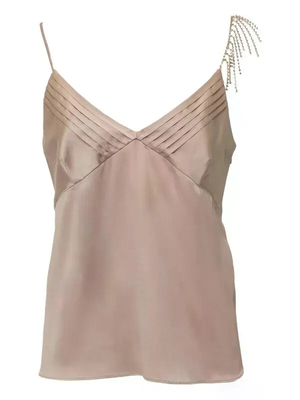 Max Mara Satin V-neck Spaghetti Strap Top - Neutrals