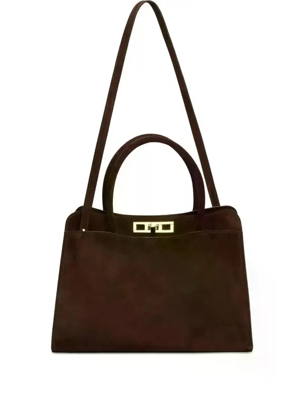 Fabiana Filippi Suede Tote Bag With Clasp Fastening - Brown