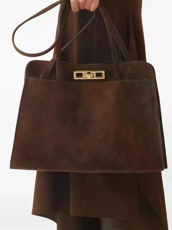 Fabiana Filippi Suede Tote Bag With Clasp Fastening