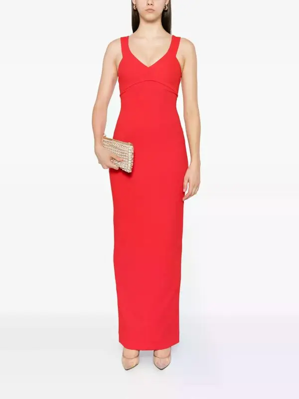 Solace London Nalani V-neck Maxi Dress - Red