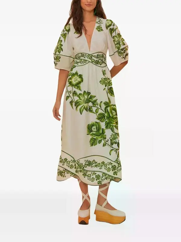 Farm Rio Floral-print Midi Dress - Neutrals