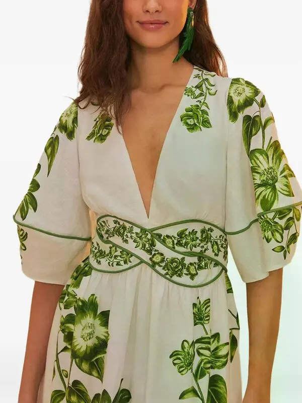 Farm Rio Floral Print V-neck Midi Dress