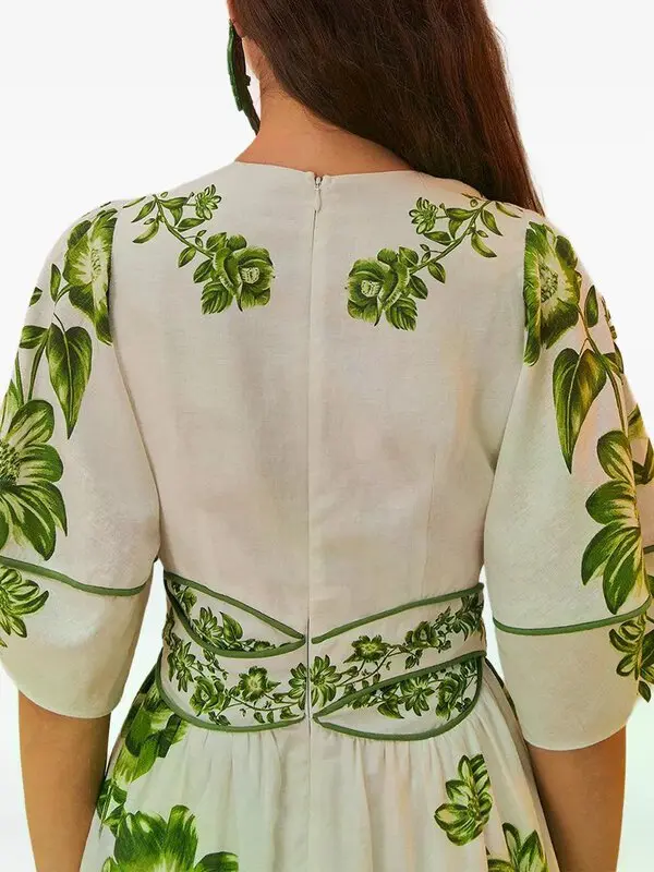 Farm Rio Floral Print V-neck Midi Dress