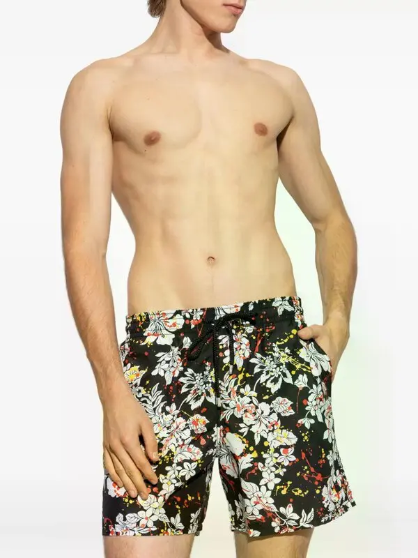 Palm Angels X Vilebrequin Floral-print Swim Shorts - Black