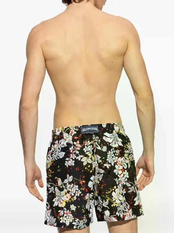 Palm Angels X Vilebrequin Floral-print Swim Shorts - Black
