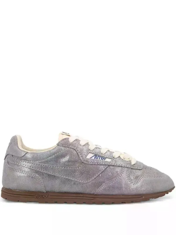AUTRY Windspin Metallic Leather Sneakers - Silver