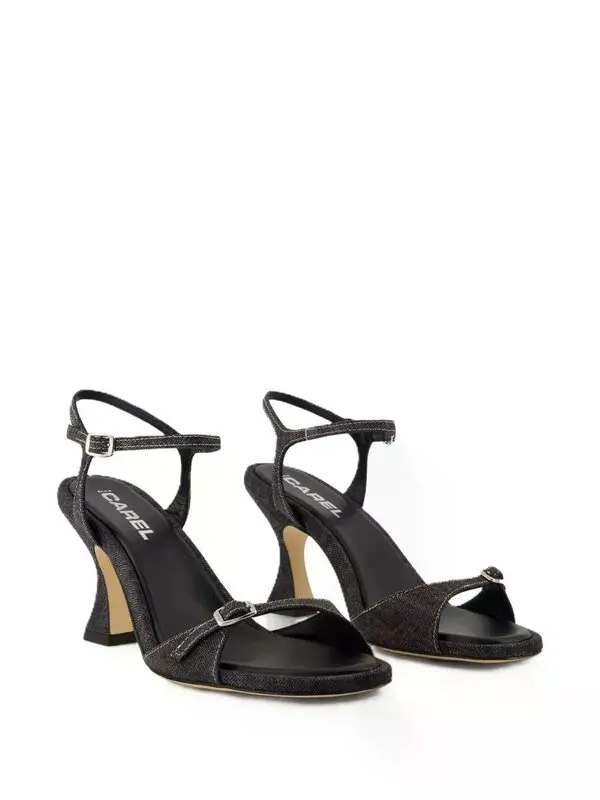 CAREL Denim Slingback Heels - Black
