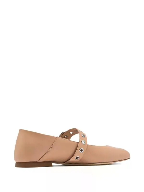 STUART WEITZMAN Buckle-strap Eyelet Ballet Flats