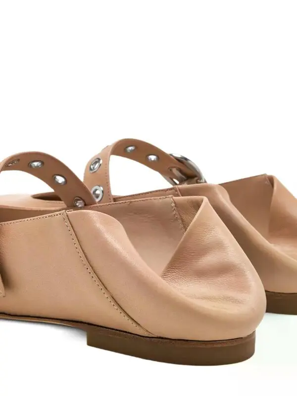 STUART WEITZMAN Buckle-strap Eyelet Ballet Flats