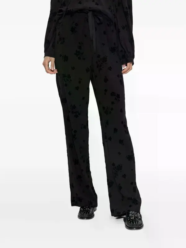 Zadig&Voltaire Floral Pattern Drawstring Trousers - Black