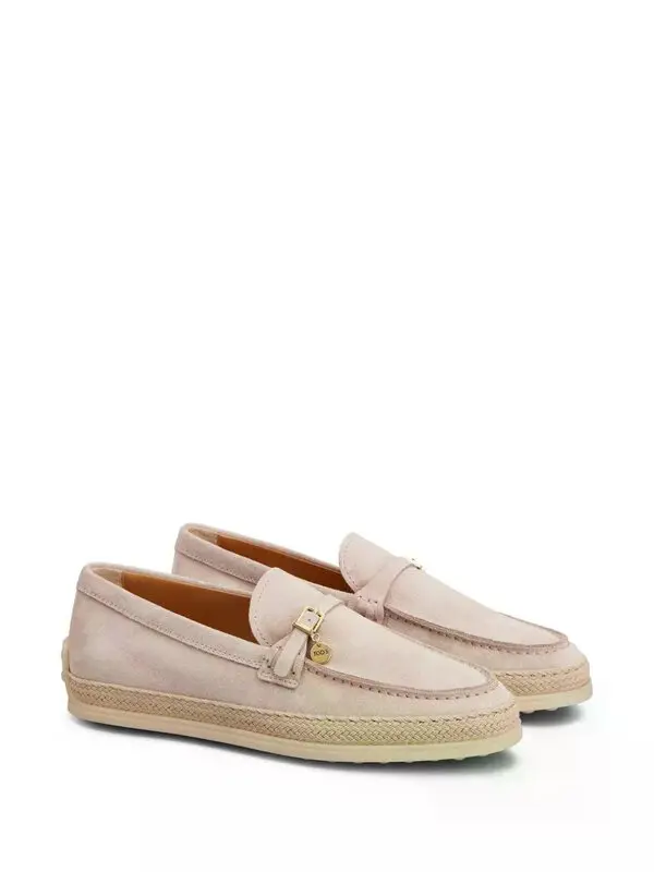 TOD'S Suede Loafers With Decorative Buckle - Pink