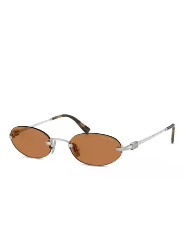 Miu Miu Rimless Oval Sunglasses - Silver