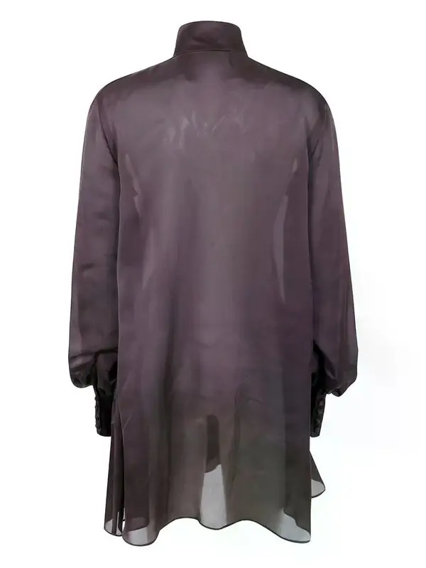 Sacai Ruffled High-neck Blouse - Brown