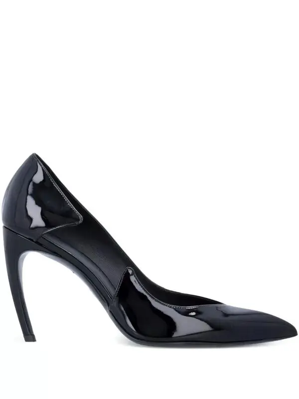 Attico 95mm Mia Patent Leather Pointed Toe Pumps - Black