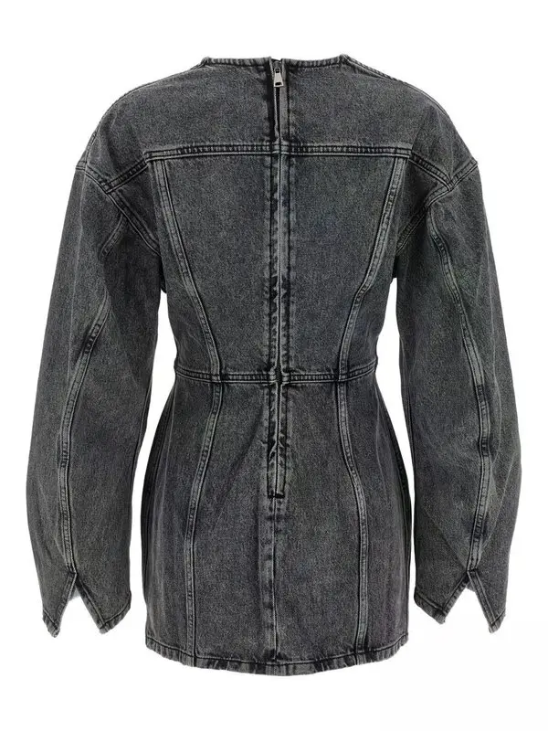 HAIKURE V-neck Denim Mini Dress - Grey