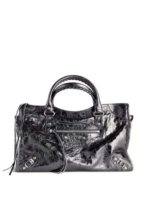Balenciaga Neo Cagole Leather Shoulder Bag - Grey