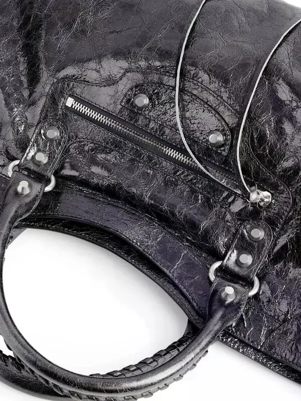 Balenciaga Neo Cagole Leather Shoulder Bag - Grey