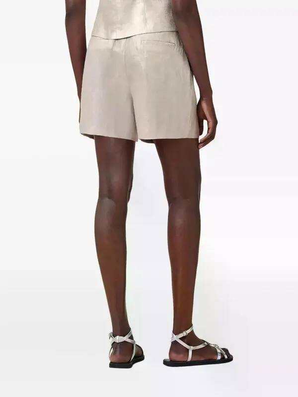 ALLSAINTS Averie Linen Blend Shorts With Metallic Finish