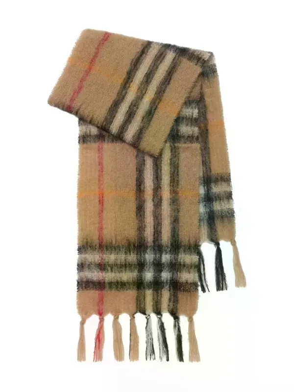 Burberry Checked Mohair Scarf - Brown