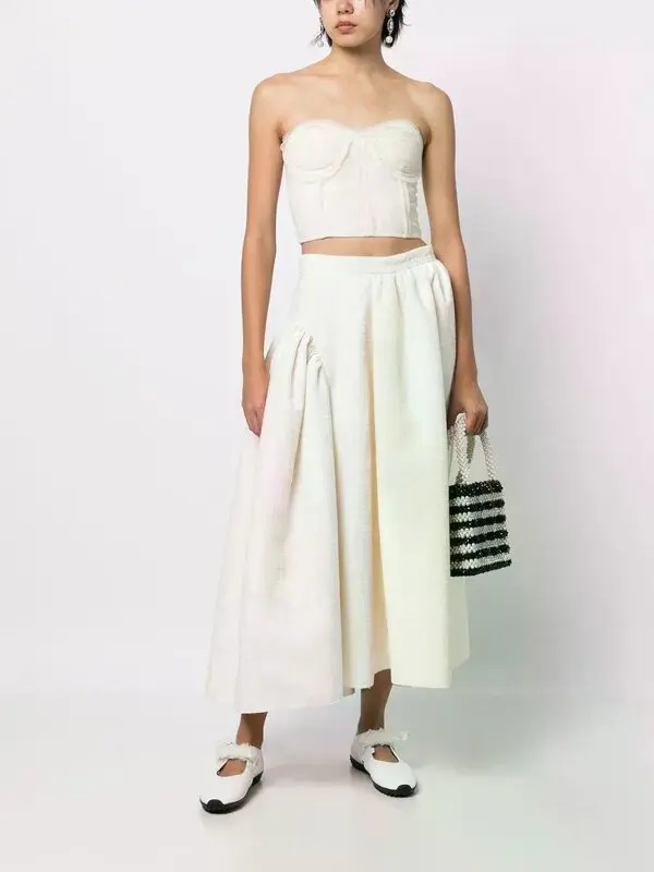 Goen.j Chiffon-trimmed Tweed Bustier Top