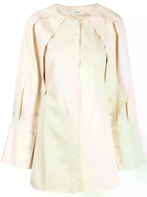 Goen.j Mini Shirt Dress With Pleat Detailing - Neutrals