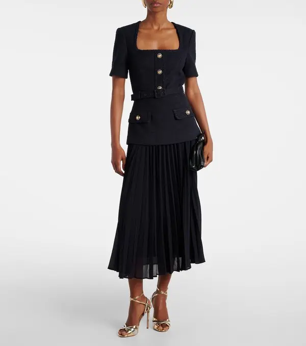 Rebecca Vallance Jonie Belted Pleated Midi Dress
