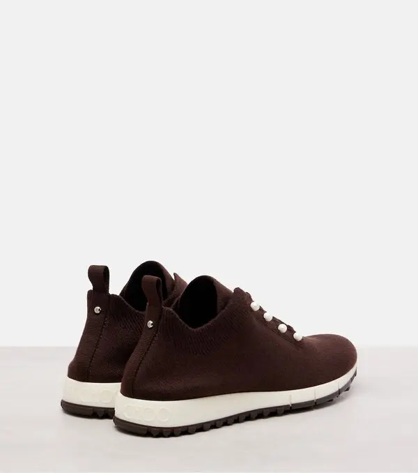 JIMMY CHOO Embellished Cashmere Sneakers - Brown