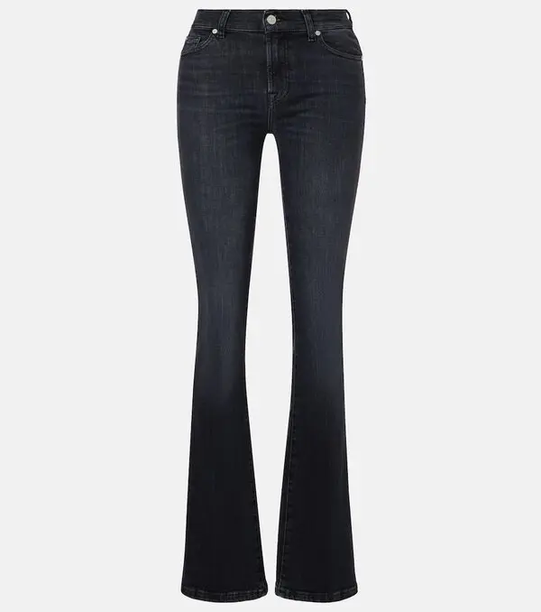 7 For All Mankind Bootcut Mid-rise Flared Jeans - Black